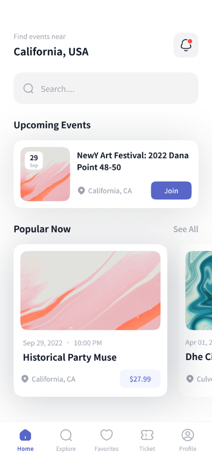 EvenBee - Event Booking Flutter App Ui Template(Figma Included) by dokkanagency